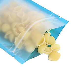 QQ Studio Pack of 100 Translucent Front Matte Blue Poly Plastic Resealable Bags (1.7oz (4" x 6"), Blue Stand-Up Pouch)