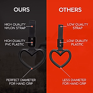 Kei Project JDM Tsurikawa Ring Japanese Subway Train Bus Handle Hand Strap Drift Charm Bosozoku (Heart: Black)