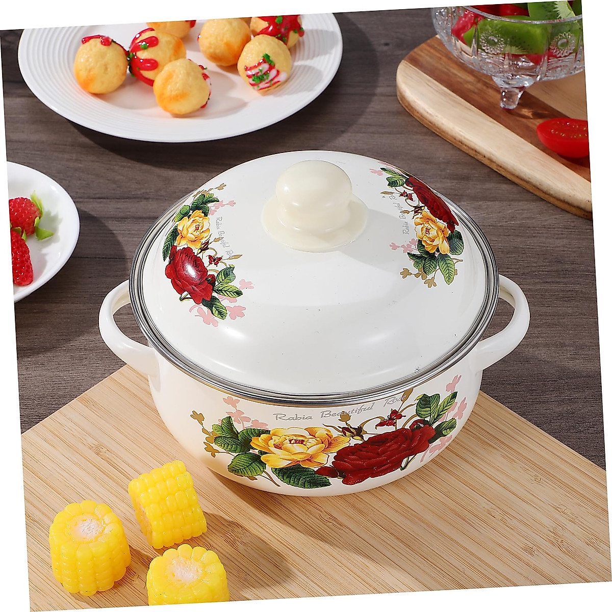 Kichvoe Enamel Soup Pot Cooking Pot Enamel Stew Pot Multi-Functional Pot Binaural Stew Pot Practical Stock Pot Thicken Stockpot Pot for Home Cooking Utensil Binaural Soup Pot