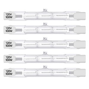 XBOCMY 5 Pack Halogen R7S 78mm T3 100W Dimmable 1050lm J-Type 120V R7S Base Warm White 2700K Double Ended Halogen Light Bulbs for Work, Security, Landscape Lights, Floor Lamps