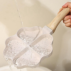 Pasuihcay Heart Shaped Egg Pan Mini Egg Dumpling Pan Hamburger Steak 4 Grid Breakfast Pan, White