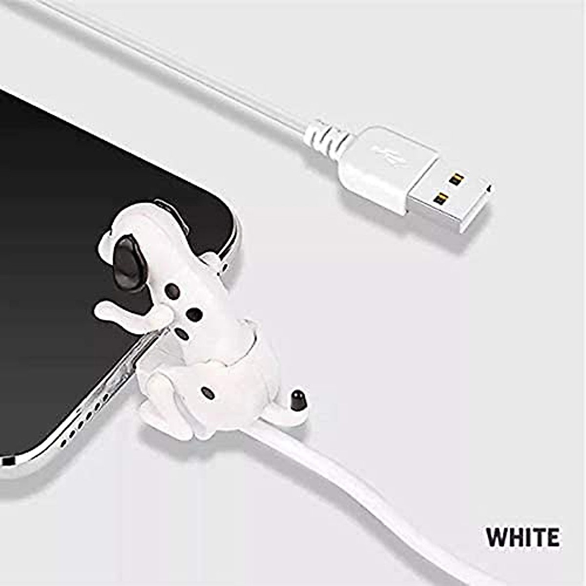 Goderat Portable Stray Dog Charging Cable, Funny Hump Dog Fast Charger Cable, Spoof Toy Data Cable for iPhone (iOS, White)
