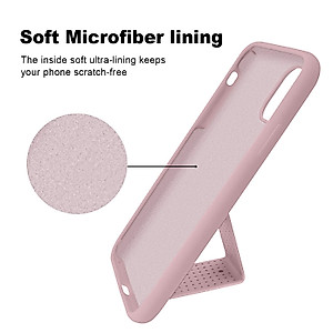 LAUDTEC iPhone 12 Mini Case with Kickstand, Vertical/Horizontal Stand Hand Strap Kickstand | Microfiber Linner | Liquid Silicone Full Body Protective Stand Case for iPhone 12 Mini 5.4'' Pink