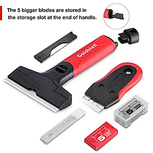 Goldblatt 2 Pieces Razor Blade Scraper with 20-piece Blades, Razor Scraper Tool, Razor Holder for Cleaning Glass Cooktop, Window, Decals, Stickers, Labels, Caulk, Adhesive, Paint Glue Removal