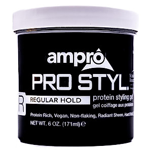 Ampro Pro Styl Styling Gel - Protects and Strengthens Your Strands - Non-Flaking, Alcohol Free, Vegan Formula - Flexible, Touchable Hold for All Hair Textures - Regular - 6 oz