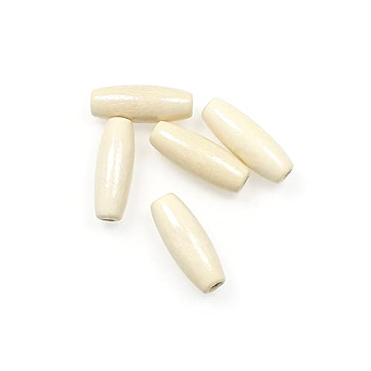 Bead Charms 20/50pcs Natural Olive Shape Loose Wood Beads Coffee/Black Handmade Wooden Puzzle Prayer Long Spacer Beads DIY Jewelry Making DIY Pendants ( Color : Beige , Item Diameter : As photo 50ps )