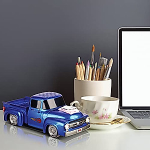 QFX Bluetooth 1956 Pickup Truck Replica Speaker, 3-inch Speakers, Hands Free Link, Built-in Microphone, FM Radio and LED Party Lights, Blue - BT-1956 BL