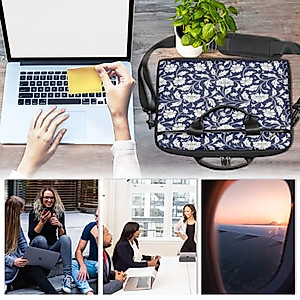 Flower Tree Print Laptop Computer Bag Waterproof Shoulder Messenger Bag 13-15 inch Durable Laptop Tote Bag with Shoulder Strap Handle Lightweight Crossbody Briefcase
