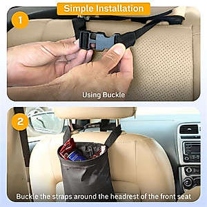 EcoNour Car Trash Can (2 Pack) | Hanging Trash Bag with Elastic Opening & Easy Mount | Garbage Can with Waterproof Oxford Material | Cute Accessories for Camping, Traveling & Outdoor