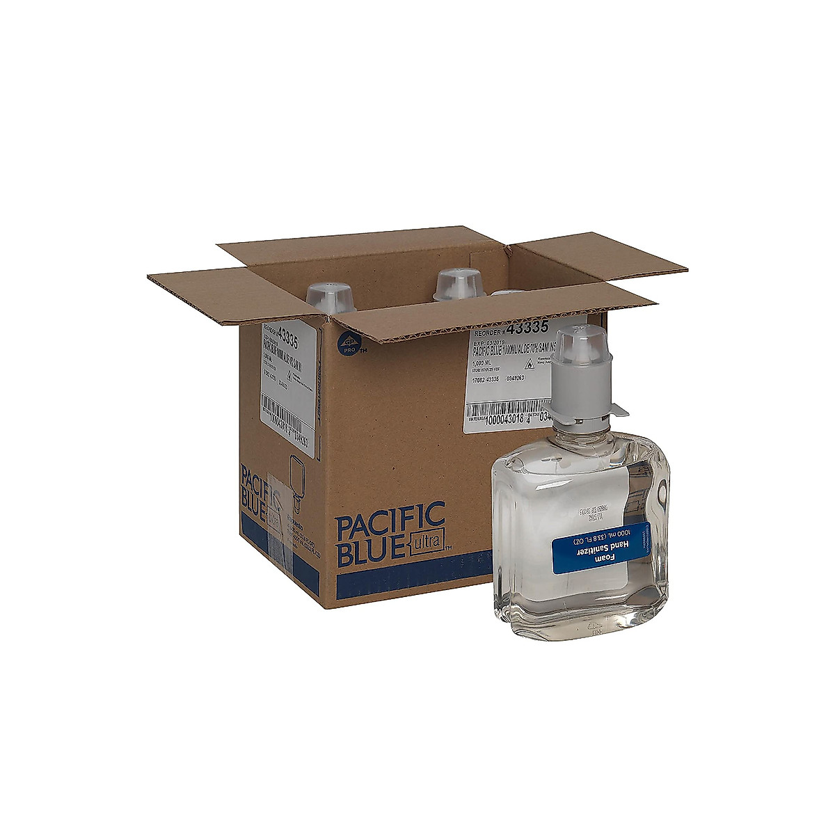 Georgia-Pacific Professional 43335 Pacific Blue Ultra Soap/Sanitizer Dispenser Refill, Unscented, 1000mL, 4/CT