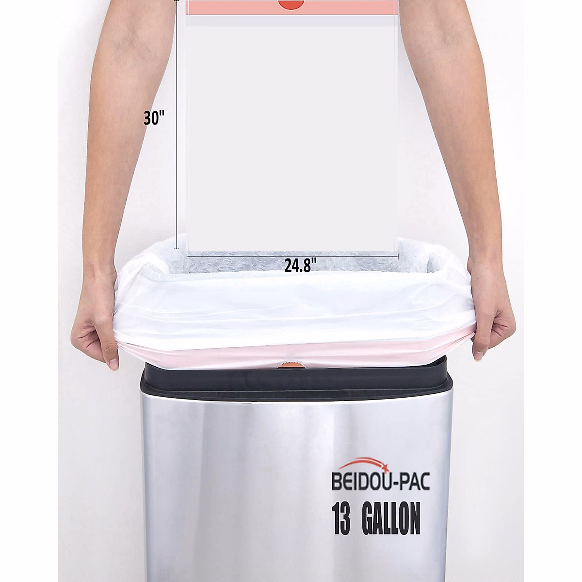 BEIDOU-PAC Trash Bags 13 Gallon Drawstring, 50 Count Garbage Bags, Tall Kitchen Trash Bags, Odorless & Extra Strength White Plastic Food Scrap Bag for Home Office Bathroom Kitchen Bins