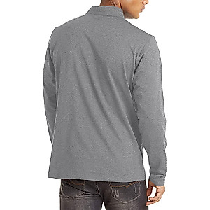 KEFITEVD Mens Workout Shirts Long Sleeve Golf Tops Athletic Shirts Fleece Lined Sweatshirt Quarter Zip Golf Shirts Gym Shirts Light Grey