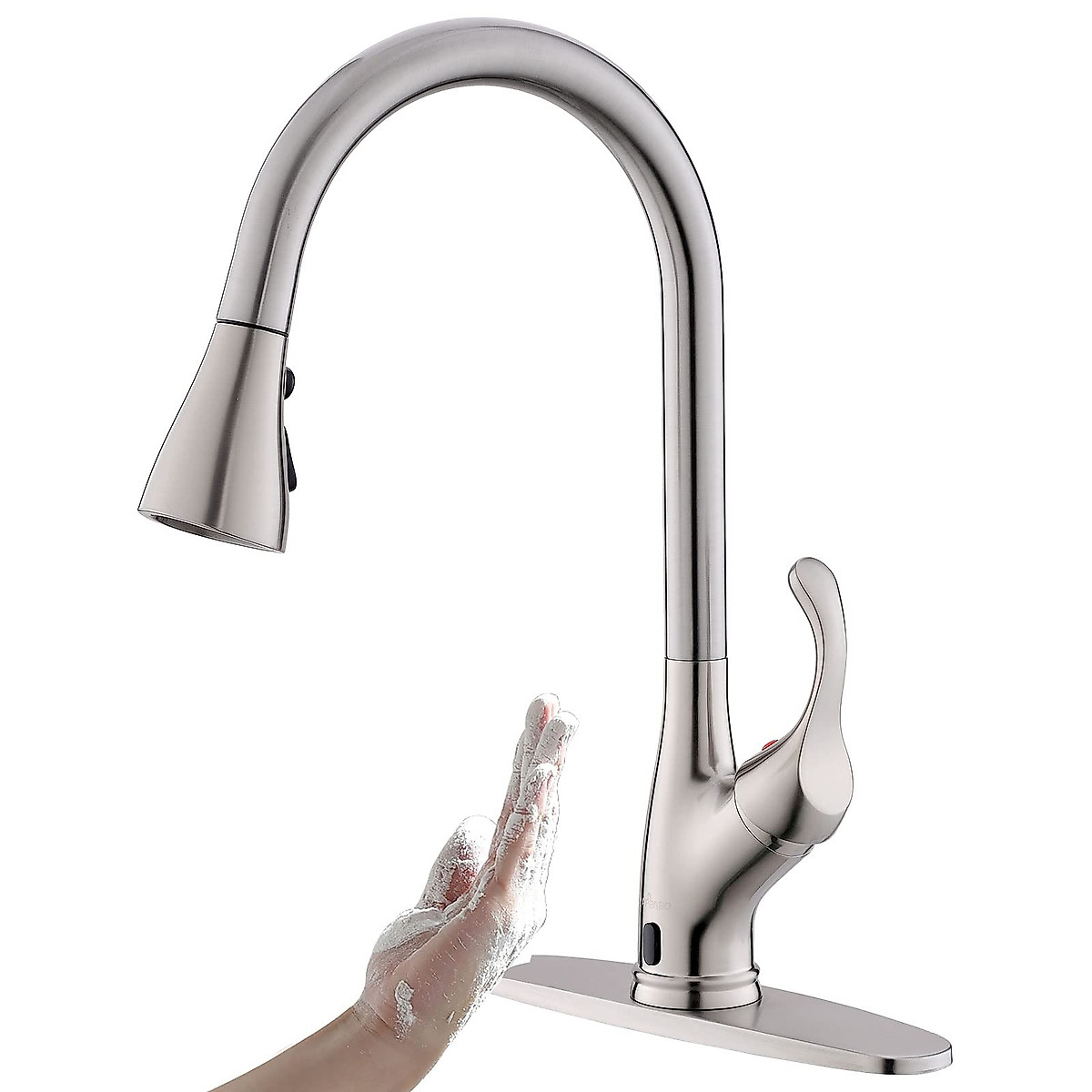 APPASO Touchless Kitchen Faucet Brushed Nickel with Pull Down Sprayer, Motion Sensor Activated Hands-Free Kitchen Faucet, Single Handle Smart Kitchen Sink Faucet