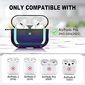 AIRSPO AirPods Pro 2nd Generation Case Cover Clear Lasher Hard PC Protective Case Colorful AirPod Pro 2 Cover Skin Compatible with Bling Bead Bracelet Keychain ( Glittery Purple)