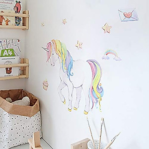 Smile Unicorn Wall Stickers, Large Size Wall Decor 27 x 23 Inch for Girls Bedroom Boys Kids Living Room Nursey Playroom