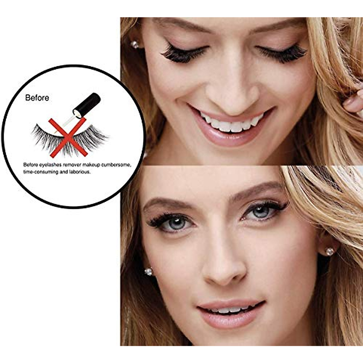 No Glue Magnetic Eyelashes Natural Look, Half Eye 2 Magnets Reusable False Eyelashes with Applicator