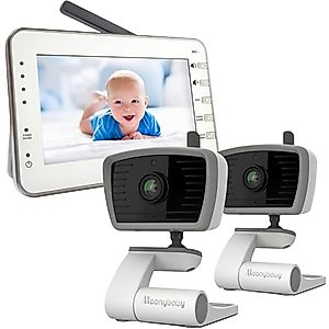 Baby Monitor No WiFi with 2 Cameras, 12hr Long Battery Life, 1000ft Range, 5" HD Display, Auto Night Vision, 2-Way Audio, Lullaby and Noise Activation