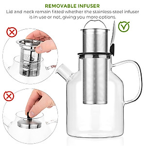 Tealyra - Large Glass Stove-top Kettle 74-ounce - Teapot - Heat Resistant Borosilicate - Pitcher - Carafe - For Tea Juice Water - Hot or Iced - 2200ml