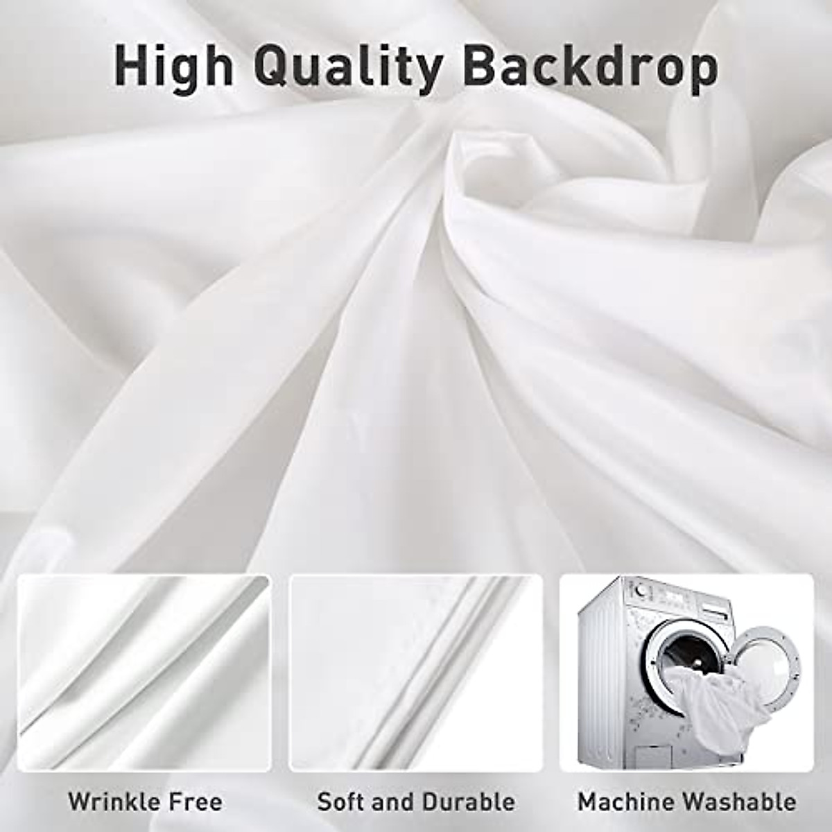 White Screen Backdrop with Stand 5x6.5ft, Foccalli Photography Backdrop Stand with Chromakey Muslin Background, 5 Backdrop Clips and Sandbag for Streaming Gaming Photoshoot