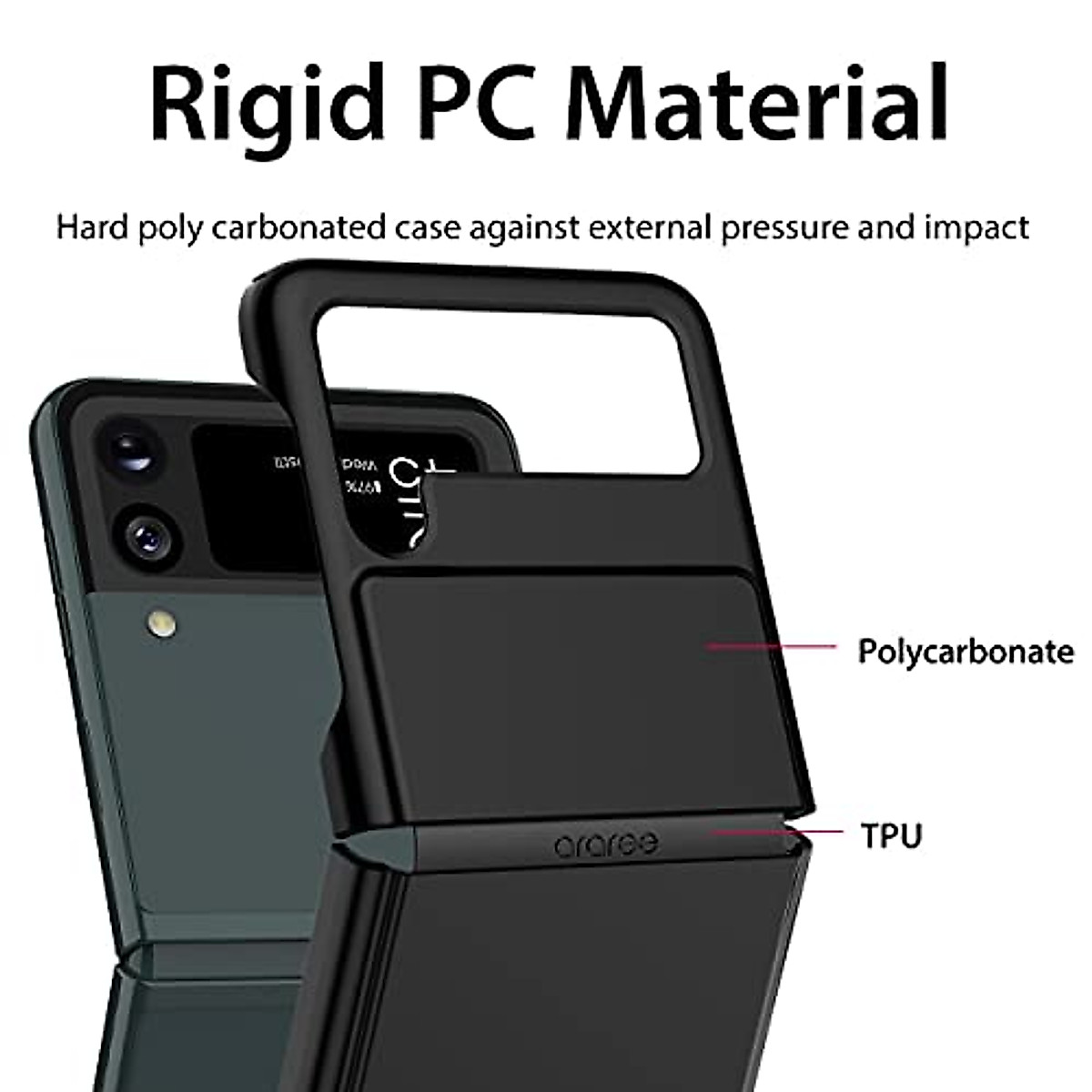 araree AERO Flex Rugged Stylish Cover Compatible with Samsung Galaxy Z Flip 3 5G(2021) Unique Hinge Full Protective (TPU) with Hard Protective Body(PC) Case (Black)
