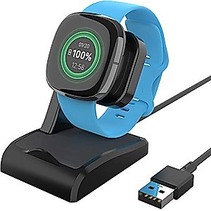 EUCARLOS Charger Dock Compatible with Fitbit Sense/Sense 2/Versa 4/Versa 3 Charger Stand Charging Cable Dock Station Base Cradle with USB Cord Replacement for Sense/Sense 2/Versa 4/Versa 3 Smart Watch
