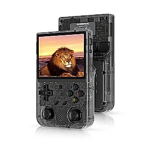 RG353V Retro Handheld Games Console 3.5" IPS Screen Android Linux Dual System RK3566 64 bit WiFi Bluetooth Video Player Pre-Installed 4452 Games Supports Wired Handle (DXR-RG353V-Black T)