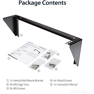 StarTech.com 2U Vertical Wall Mount Patch Panel Bracket - Steel Rack Mount Bracket w/Hardware for 19" Network, Server and Data Equipment , TAA (RK219WALLV)