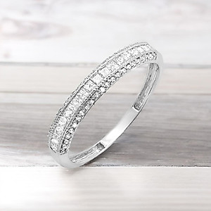 Dazzlingrock Collection 0.45 Carat (ctw) 18k Princess & Round Diamond Wedding Ring Set for Women White Gold, Size 5