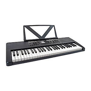 Vault KT-54 Keytone 54-Key Electronic Keyboard - Black Bundle with Adjustable Stand, Bench, Headphones, Keyboard Stickers, Austin Bazaar Instructional DVD, and Polishing Cloth