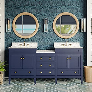 Kitchen Bath Collection Eleanor 72-inch Double Bathroom Vanity (Carrara/Royal Blue): Includes Royal Blue Cabinet with Authentic Italian Carrara Marble Countertop and White Ceramic Sinks