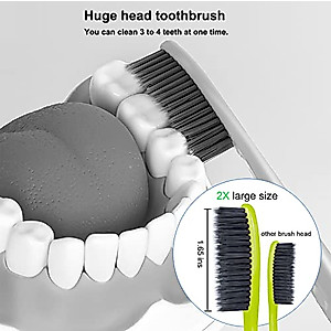 EasyHonor Huge Head Toothbrush, Medium Soft Toothbrush for Adult, Charcoal Toothbrush (Charcoal Bristles,8 Packs).