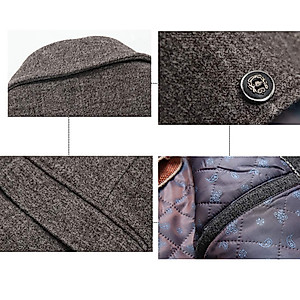 INVACHI Mens Wool Blend Coat Warm Winter Trench Coat with Detachable Soft Scarf Single Breasted Overcoat
