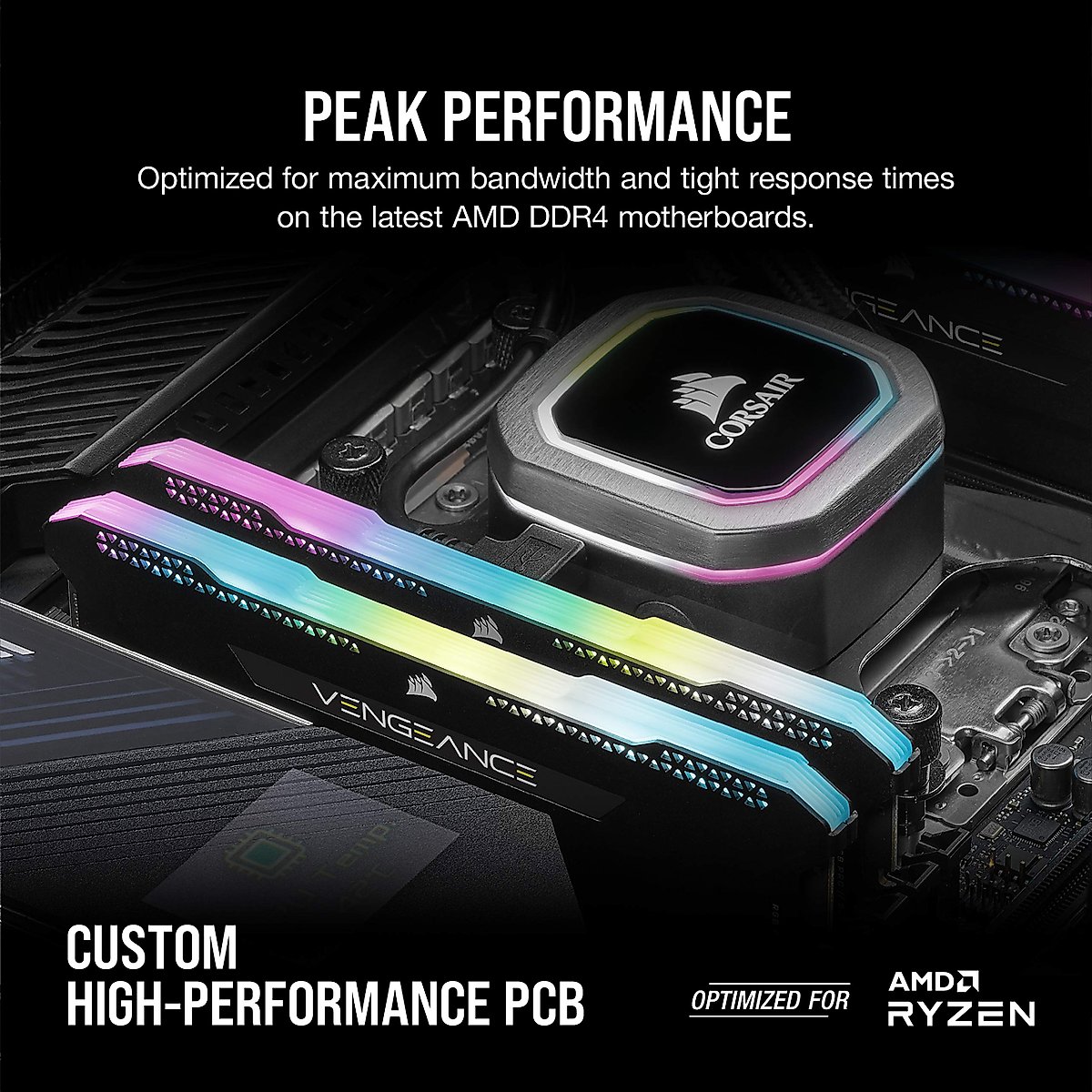 Corsair Vengeance RGB PRO SL 16GB (2x8GB) DDR4 4000MHz C18 Optimized for AMD Ryzen Desktop Memory (10 Ultra-Bright RGB LEDs, Custom Performance PCB, Tight Response Times, Intel XMP 2.0) Black