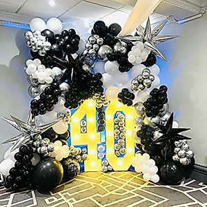 Explosion Star Foil Balloons, 50pcs Black Foil Cone Balloons, 26 inch Starburst Balloons Point Star Balloons for Halloween Christmas Birthday Party Decorations Baby Shower Wedding Photo Booth Backdrop