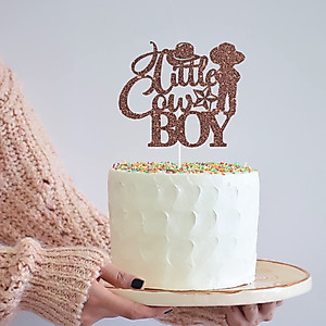 Brown Glitter Little Cowboy Cake Topper, Mexican Themed Cowboy Birthday Party Decorations, Western Baby Shower Party Decorations