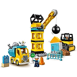 LEGO DUPLO Construction Wrecking Ball Demolition 10932 Toy for Preschool Kids; Building and Imaginative Play with Construction Vehicles; Great Developmental Gift for Toddlers (56 Pieces)