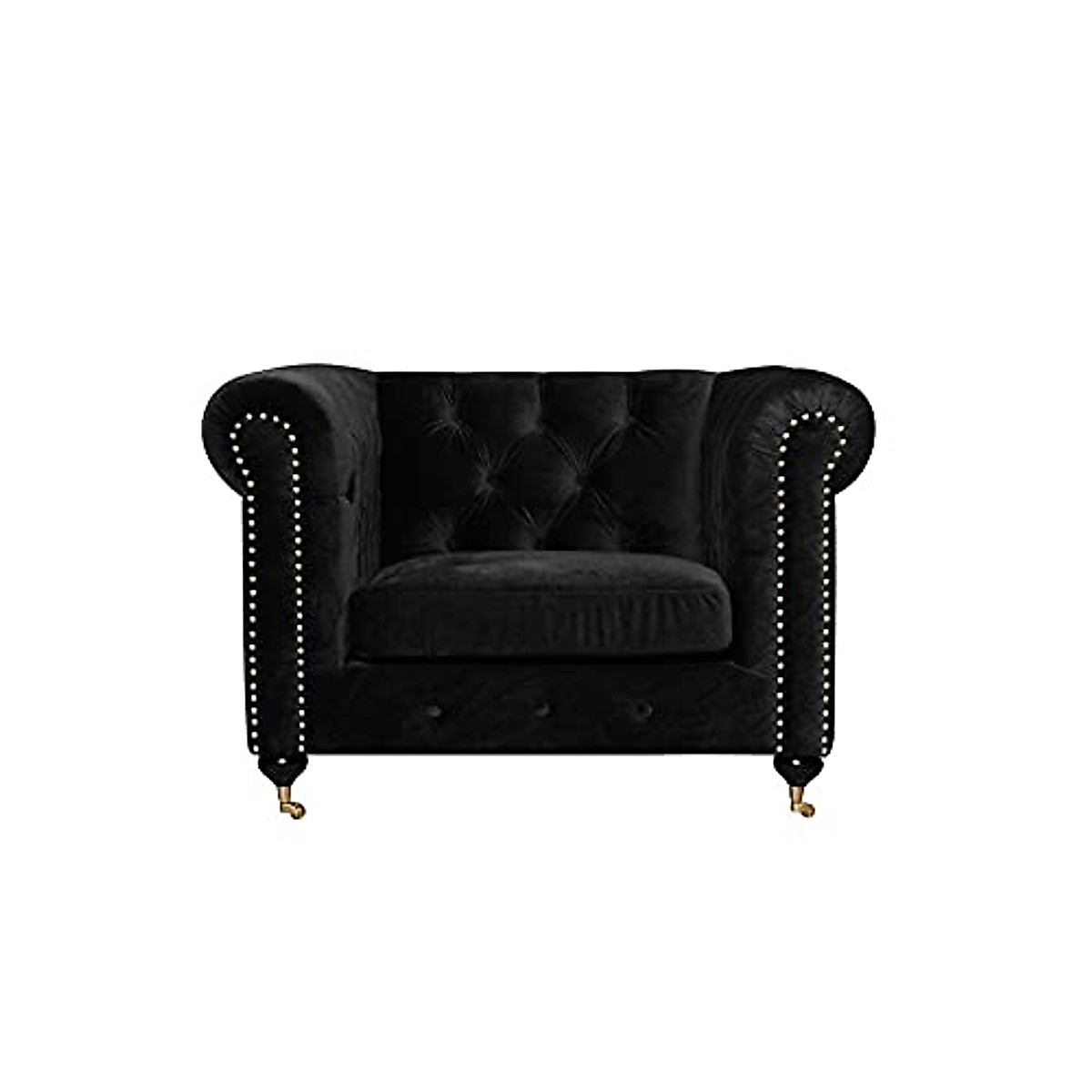 American Home Classic Claire 15" 1-Seat Traditional Velvet Sofa in Gold/Black