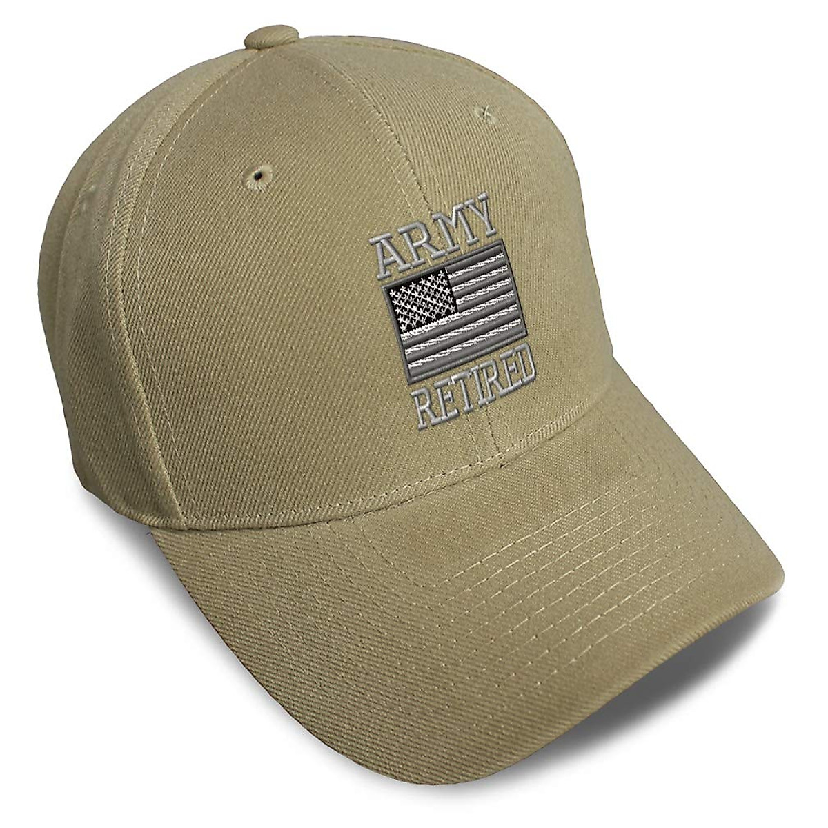 Speedy Pros Baseball Cap Us Army Retired Embroidery Acrylic Dad Hats for Men & Women Strap Closure Khaki