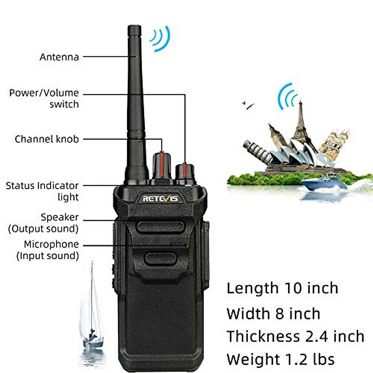 Retevis RT48 Walkie Talkie Waterproof,Walkie Talkies for Adults,Long Range,Rugged,Portable FRS Two-Way Radios for Commercial Construction (10 Pack)