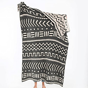 Saranoni Extra Large Throw Blanket Decorative Double-Layer Bamboo Blanket 60" x 80" (Extra Large Mudcloth)