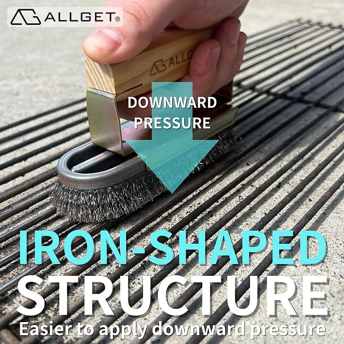 ALLGET Iron-Shaped Steel Wire Brush, high-Hardness Steel Wire Suitable for Heavy-Duty Cleaning, Rust Removal, Scraping, and polishing on Hard Surfaces.