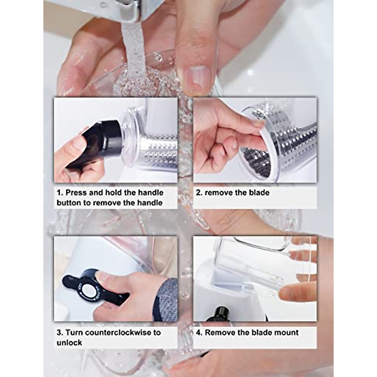 Rotary Cheese Grater,3 in 1 Multi-functional Mandoline Vegetable Shredder,Slicer with Strong Suction Base, 3 Drum Blades in Set (White & Black)