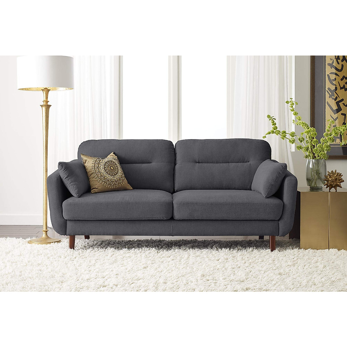 Serta Sierra Living Room Modern Design Microfiber Upholstered Couch Ideal for Smaller Spaces, 73" Sofa, Slate Gray