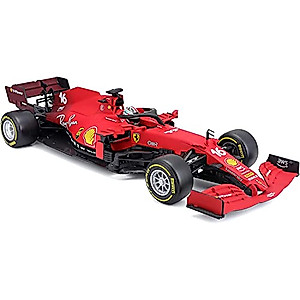 Bburago - 1/18 Scale Model Compatible with Ferrari F1 Racing SF21 # 16 Compatible with Charles Leclerc 2021 Formula 1 Racing Car Scale Model Collectible