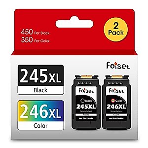 Foiset Remanufactured for Canon Ink Cartridges 245 and 246 for Canon MX490 MX492 MG2522 TR4500 TR4520 TS3100 TS3122 TS3300 TS3322 TS3320 Printer 245xl 246xl Combo Pack