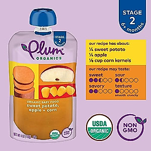 Plum Organics | Stage 2 | Organic Baby Food Meals [6+ Months] | Fruit & Veggie Variety Pack | 3.5 Ounce Pouch (Pack Of 18)