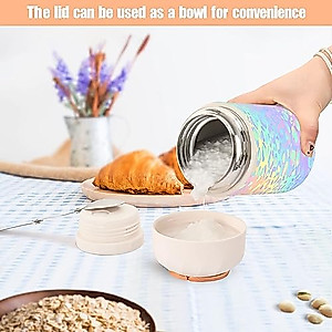 CUPADA Leopard Print Animals Food Jar for Hot and Cold, Bling Colorful Insulated Food Jars Vacuum 17OZ with Folding Spoon for Work Trip Picnic Camping