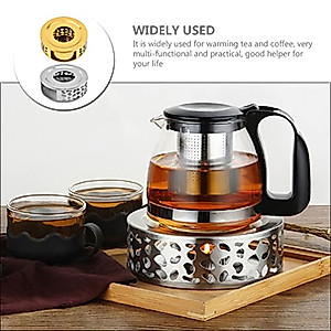 Angoily 2pcs Stainless Steel Teapot Warmer Metal Teapot Heater with Tealight Holder Candle Base Coffee Tea Warmer for Home Restaurant Camping