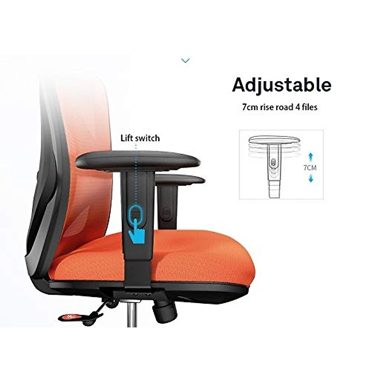 JFGJL Executive Office Chair - High Back Office Chair with Footrest and Thick Padding - Reclining Computer Chair with Ergonomic Segmented Back, Black
