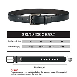 Alphyly Neries Men Black Leather Belt, Men's Casual Dress Belt For Suits, Jeans, Uniform, Work Business Belt For Men